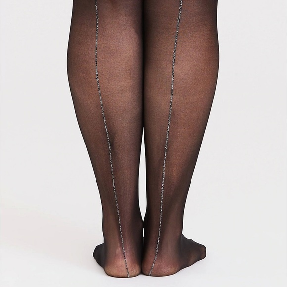torrid | Accessories | Torrid Black Silver Sparkle Cuban Tights 2 142 ...